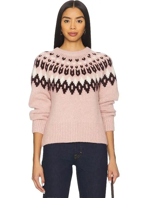Veronica Beard Anne Fairisle Pullover - Deep Petal Multi