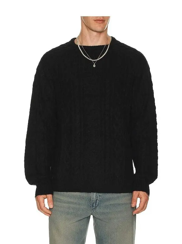 RHYTHM Mohair Fisherman's Knit Sweater - Black
