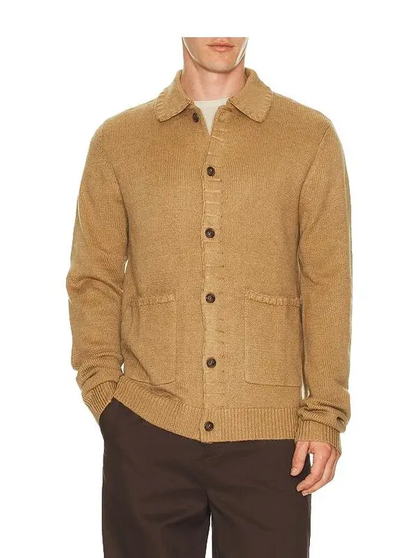 RHYTHM Whip Stitch Button-up Knit Cardigan - Tobacco