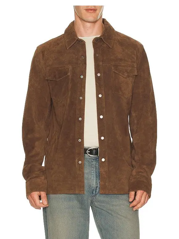 ALLSAINTS Sully Suede Shirt Jacket - Baker Brown
