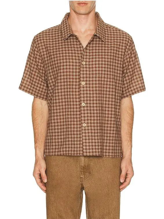RHYTHM Cross Check Crop Shirt - Brown