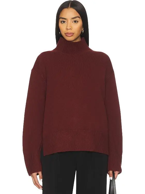 Vince Turtleneck Side Slit Sweater - Bordeaux