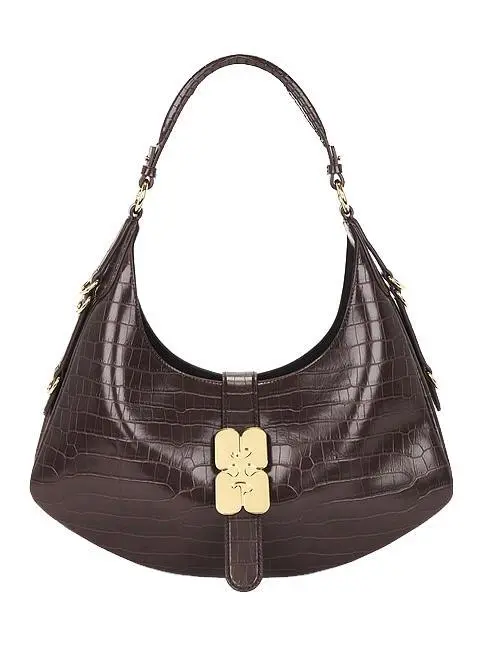 GANNI Kat Small Croc Bag - Chocolate Fondant