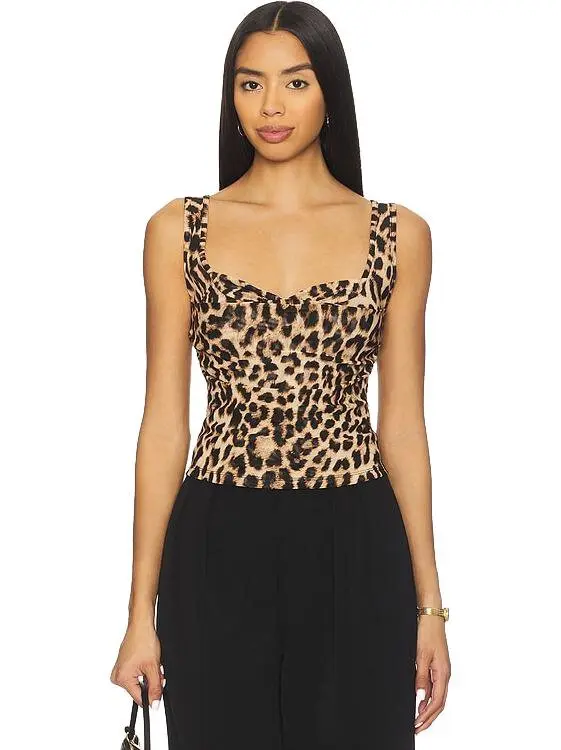 Good American Mesh Bustier - Lucky Leopard001