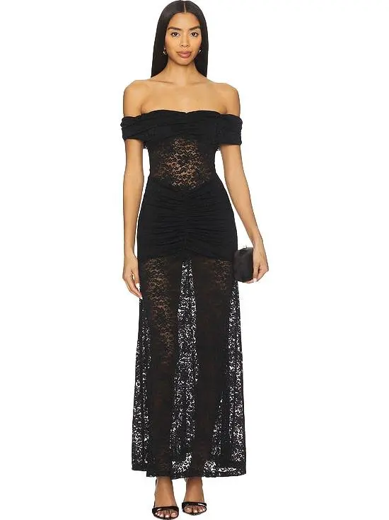 RUNAWAY THE LABEL Vaneya Lace Maxi Dress - Black