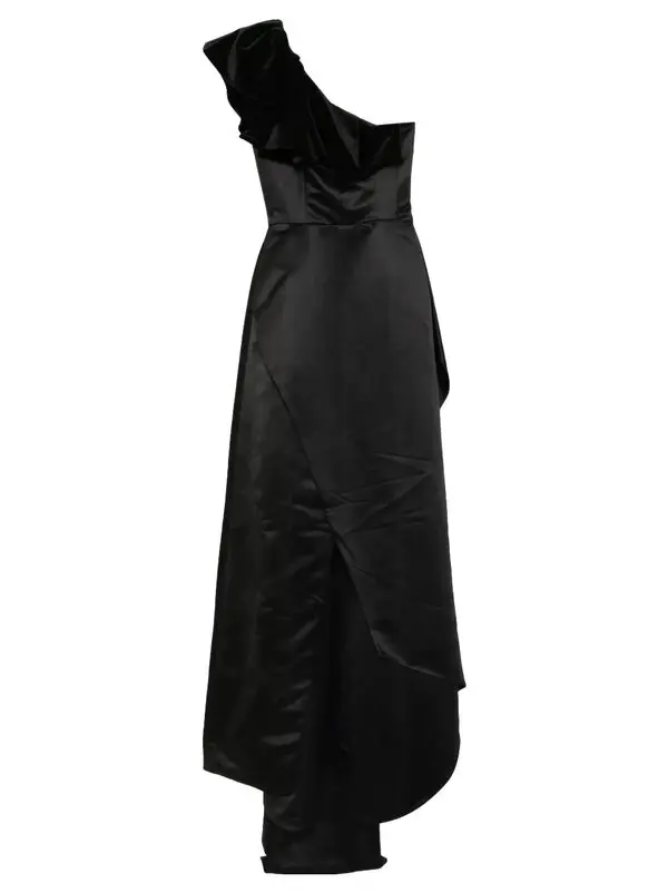 SAIID KOBEISY Asymmetric Neck Dress - Black