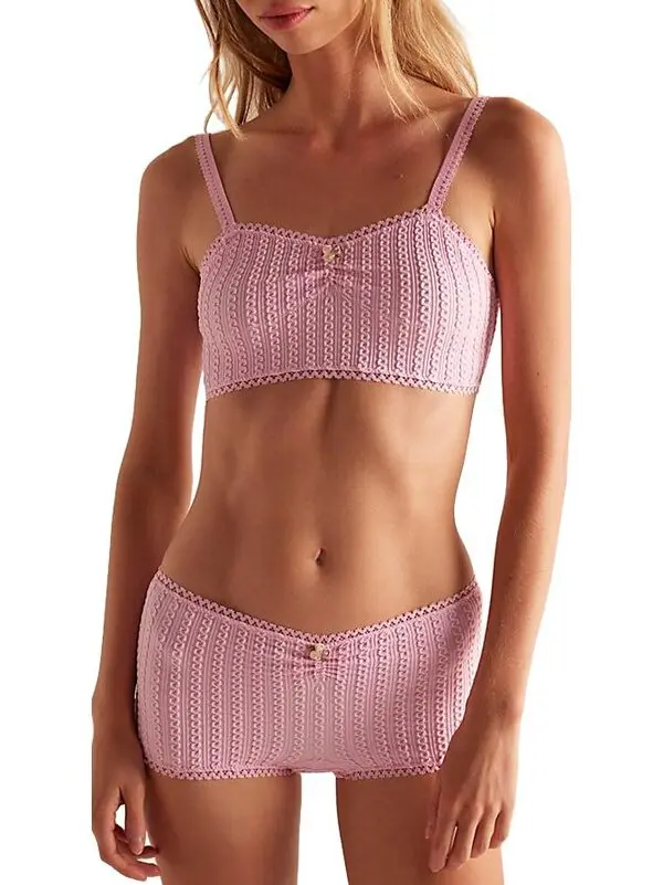 Free People Ella Cable Knit Seamless Shorties - Icing Pink