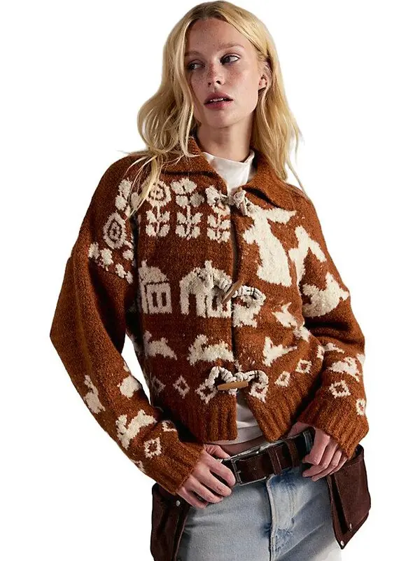 Free People Home Sweet Home Cardigan - Brown Topaz Combo