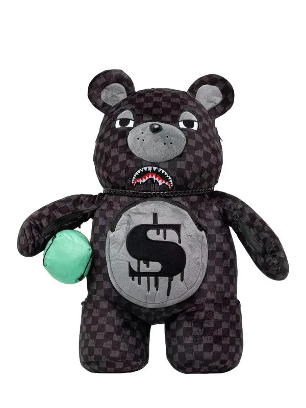 SPRAYGROUND Checked-pattern Bear-shape Backpack - Black
