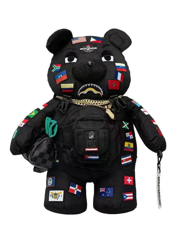 SPRAYGROUND Flag Patches Bear Backpack - Black