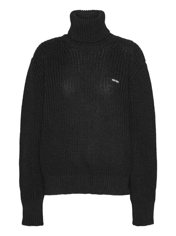 ROTATE BY BIRGER CHRISTENSEN Ribbed Turtleneck Sweater - Black