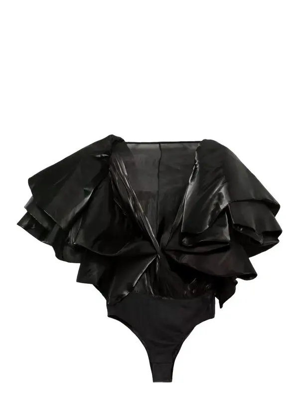 SAIID KOBEISY Ruffled Bodysuit - Black