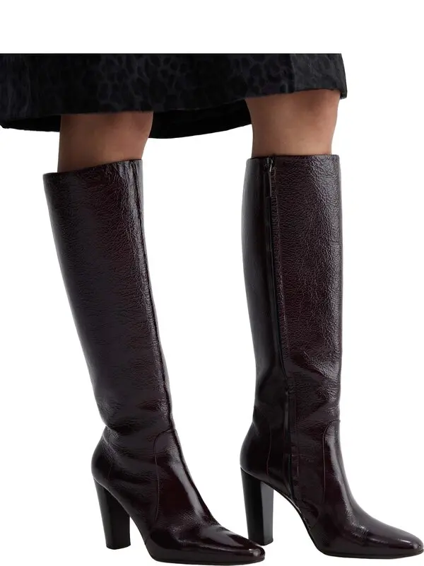 Veronica De Piante Anouk High Boots In Patent Leather - Burgundy Patent