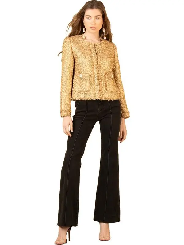 Hale Bob Magdalena Boucle Tweed Jacket - Gold