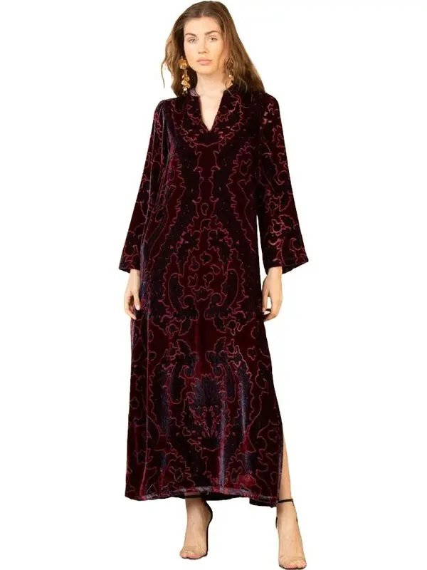 Hale Bob Emberlynn Velvet Maxi Dress - Burgundy / Purple