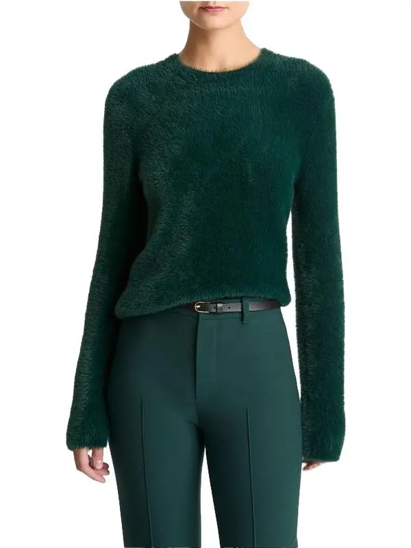Vince Eyelash Knit Crew Neck Sweater - Green / Floral