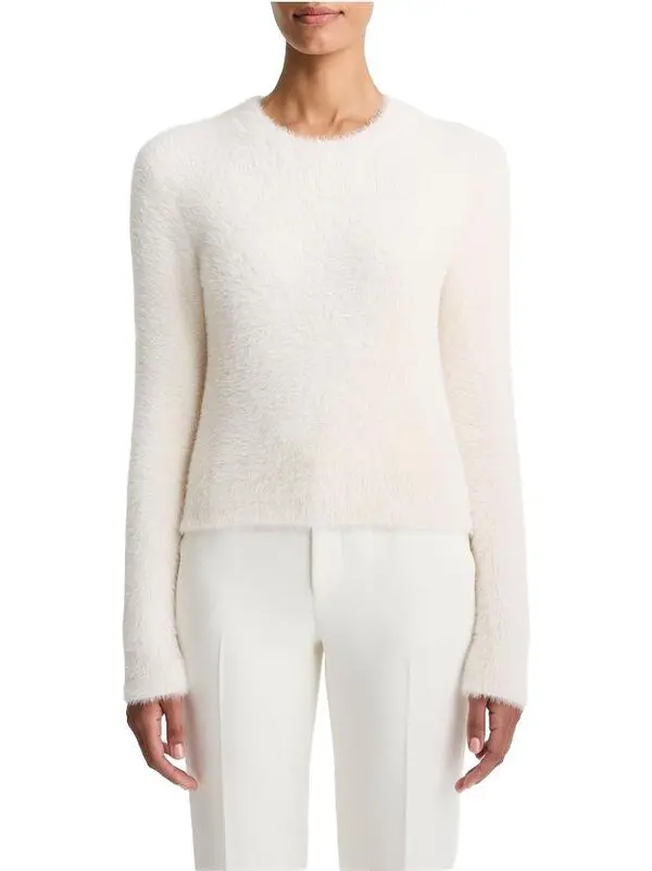 Vince Eyelash Knit Crew Neck Sweater - White