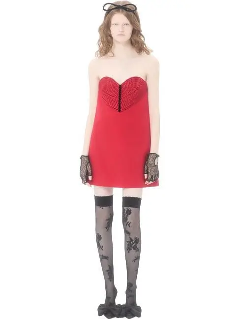 Valentino Garavani Embroidered Crepe Couture Short Dress - Red