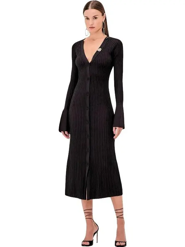Alexis Trisha Ribbed Knit Dress - Black