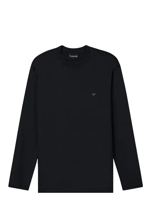 Emporio Armani Lyocell-blend Jersey Jumper - Navy