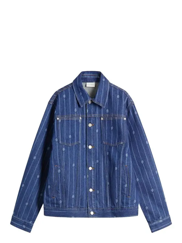 Drole De Monsieur Monogram Denim Jacket - Stone Wash