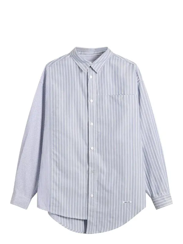 ANGLAN Unbalance Patch Big Shirt - Striped