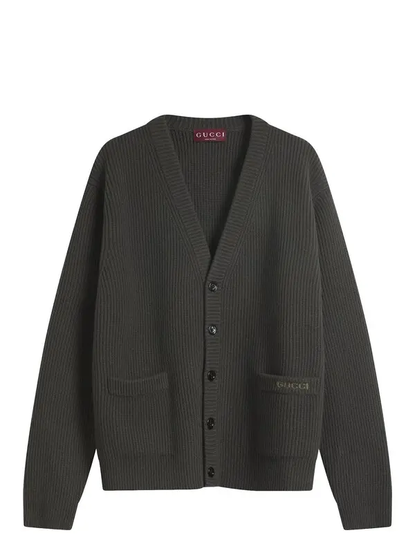 Gucci Ribbed Wool Cardigan - Grey