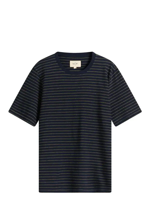 Folk Textured Stripe T-shirt - Navy/olive