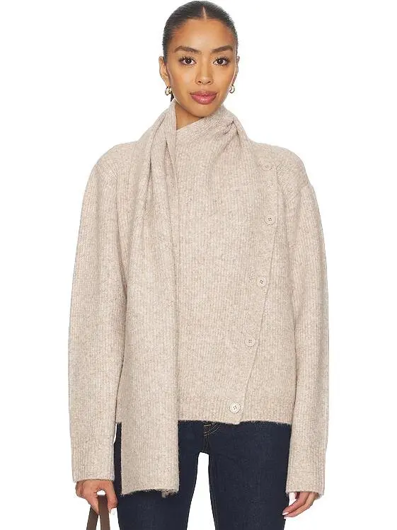 LOVERS AND FRIENDS Oren Scarf Neck Cardigan - Beige