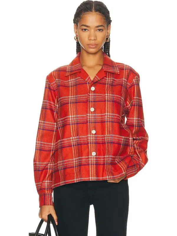 BODE Gable Plaid Overshirt - Red Navy