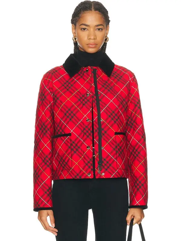 Burberry Oldham Check Cropped Coat - Poppy Ip Check