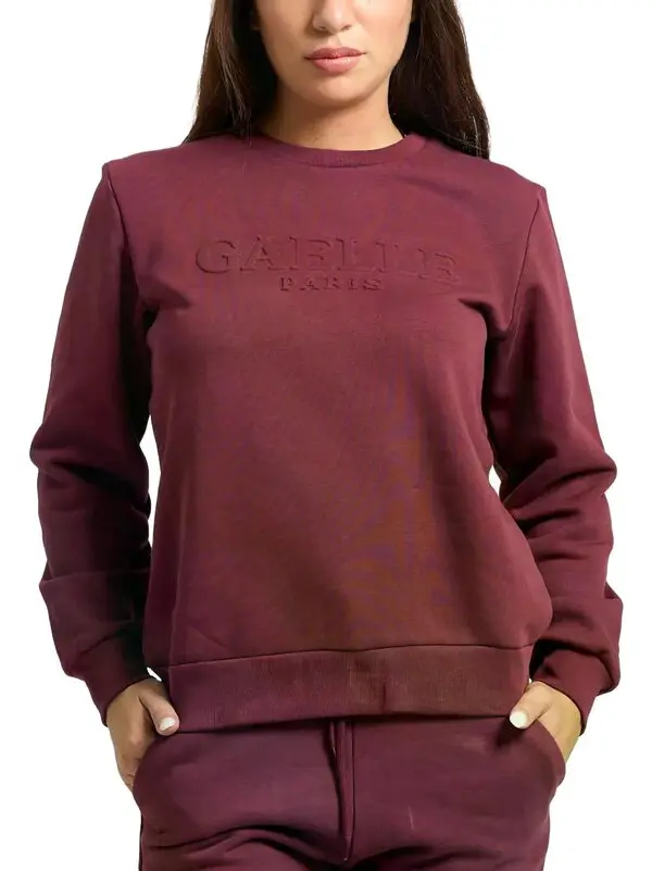 GAELLE Embossed-logo Crew-neck Sweatshirt - Red