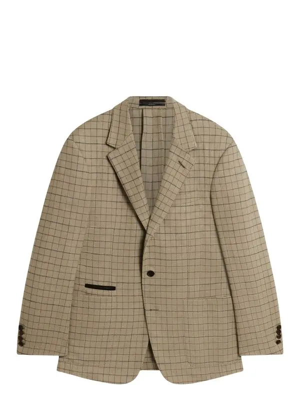 Dunhill Virgin Wool-cashmere Tattersall Check Bourdon Blazer - Beige