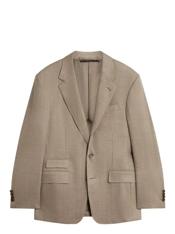 Dunhill Wool Flannel Herringbone Bourdon Blazer - Neutral