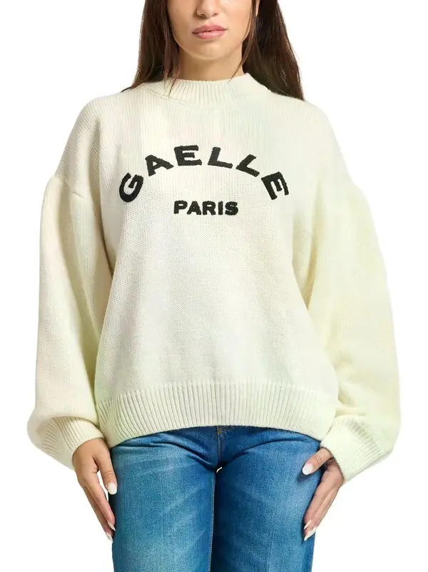 GAELLE Logo-embroidered Sweater - Neutrals