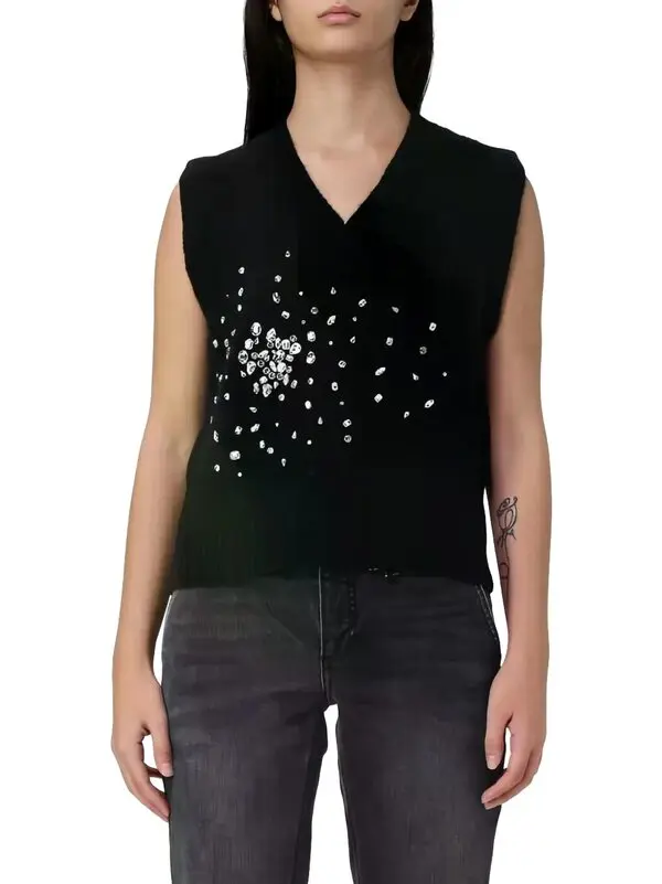 Liu Jo Embellished V-neck Vest - Black