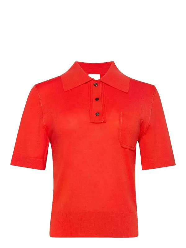 Calvin Klein Button Chest-pocket Polo Top - Red