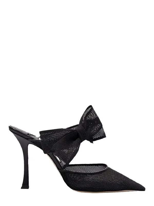 JIMMY CHOO 100mm Brook Bow-detail Mules - Black
