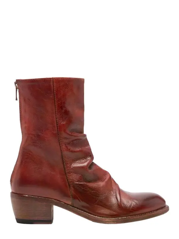 SHOTO 45mm Zip-fastening Leather Boots - Red