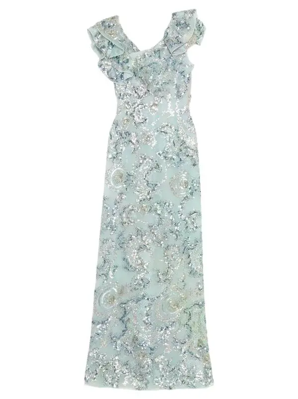 SAIID KOBEISY Embroidered Tulle Dress - Blue