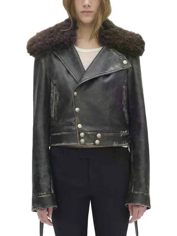 ANN DEMEULEMEESTER Shearling-collar Jacket - Black