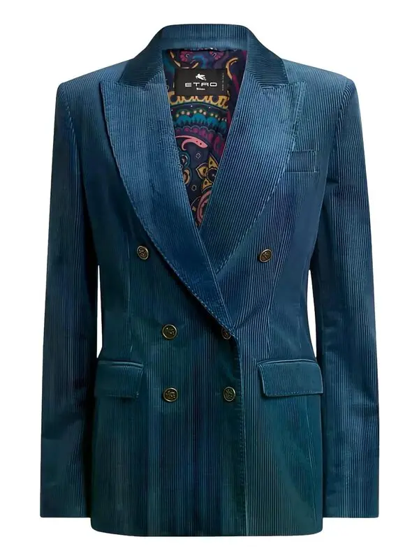 Etro Double-breasted Corduroy Blazer - Blue