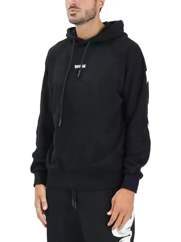 DISCLAIMER Hooded Graphic-print Sweater - Black