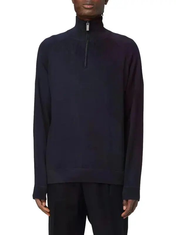 PAOLO PECORA Zip Funnel Neck Knitwear - Blue