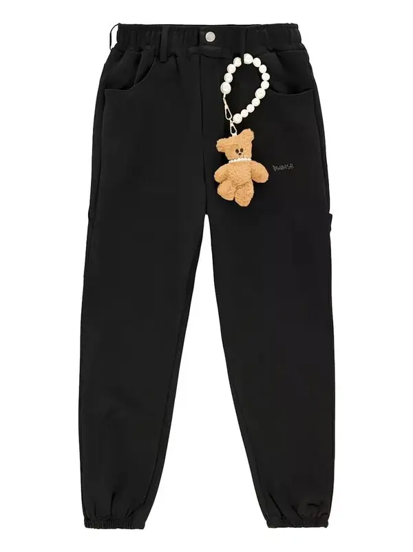 DISCLAIMER Teddy-bear Charm Track Pants - Black