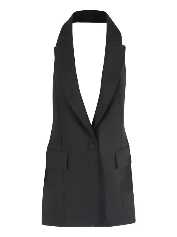 Marella Collar Sleeveless Jacket - Black