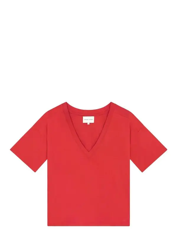 Loulou De Saison Short Sleeve V-neck T-shirt - Red