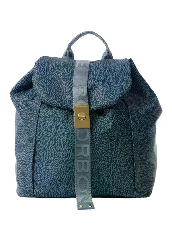 Borbonese Logo Strap Backpack - Blue
