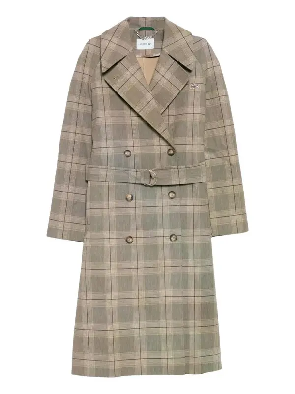 Lacoste Plaid Double-breasted Coat - Neutrals