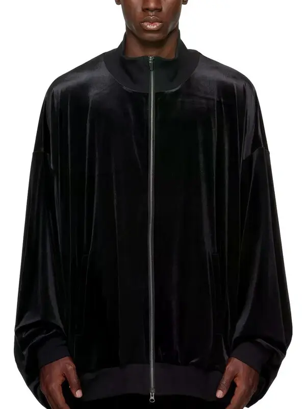 FUMITO GANRYU Zip-up Velvet Bomber Jacket - Black